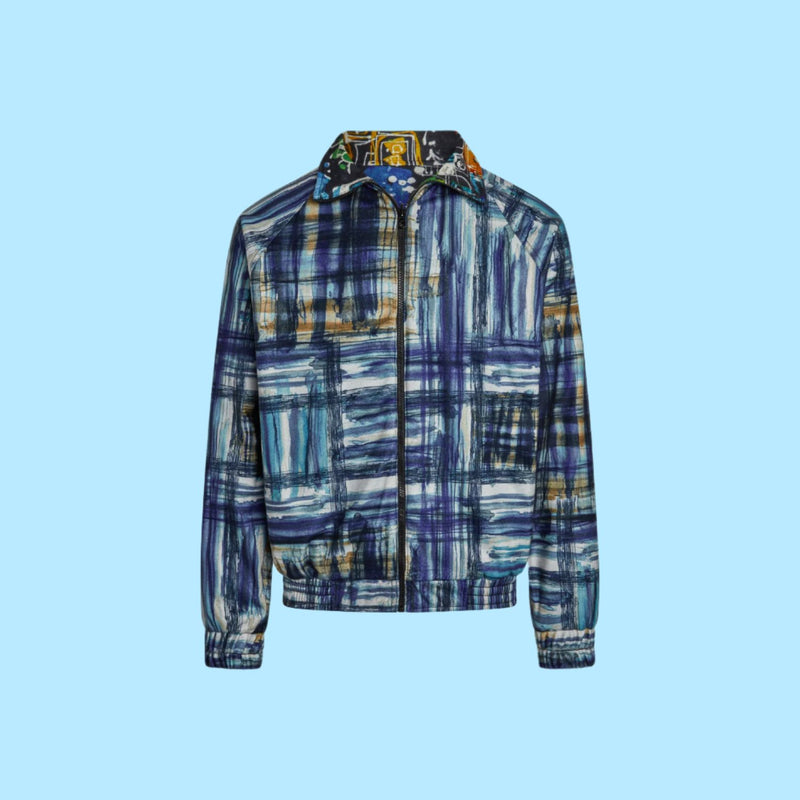 Fleece Reversible Mixed Bomber Jacket - Winter Plaid Navy – jamsworld.com